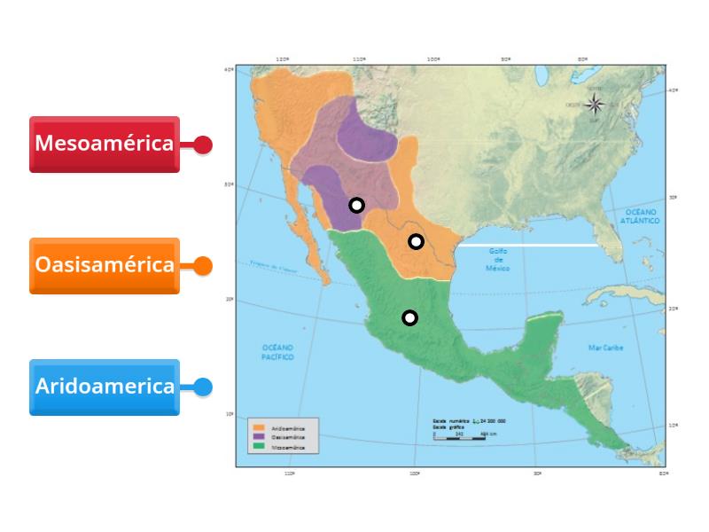 Ubicación De Aridoamérica Mesoamérica Y Oasisamérica Labelled Diagram