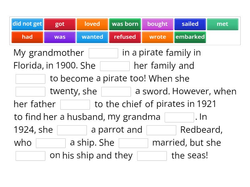 Pirate biography - Complete the sentence