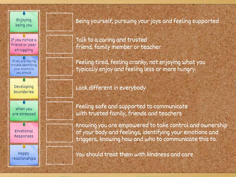 Being Healthy, Feeling Safe and Nurturing Wellbeing - Match up