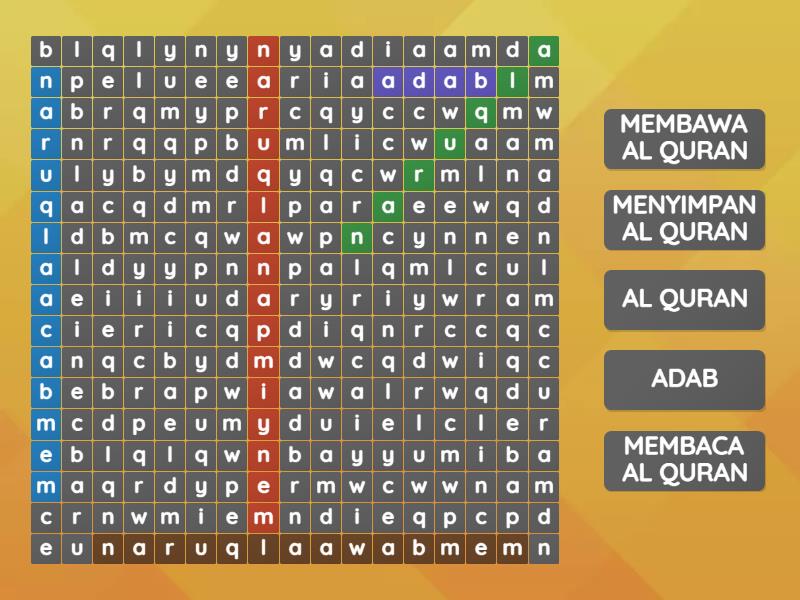 ADAB TERHADAP AL QURAN - Wordsearch