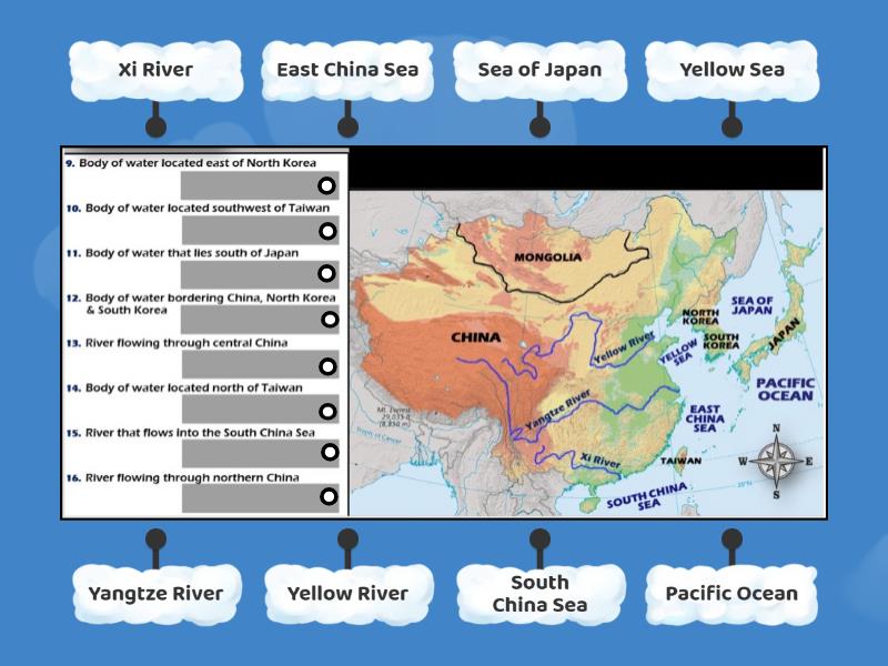 U1 L2: Physical China Map 1- Warm Up - Labelled diagram