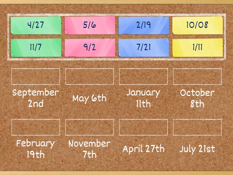 2nd junior Dates and ordinal numbers - Match up