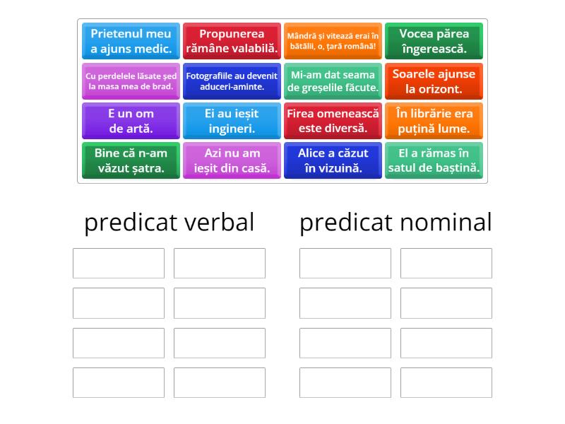 Predicat verbal și predicat nominal - VII - Group sort