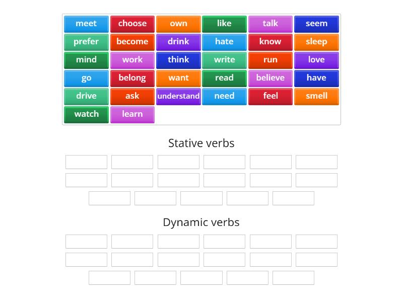 Dynamic and stative verbs - Group sort
