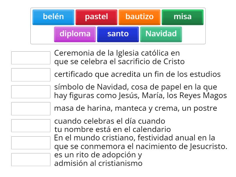 Vocabulario fiestas - Match up