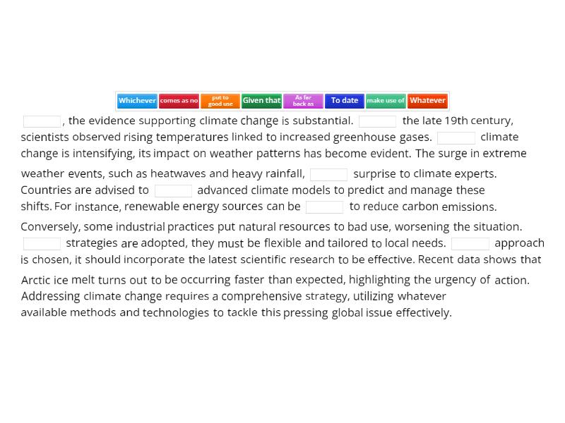 Weather & Climate change - Complete the sentence