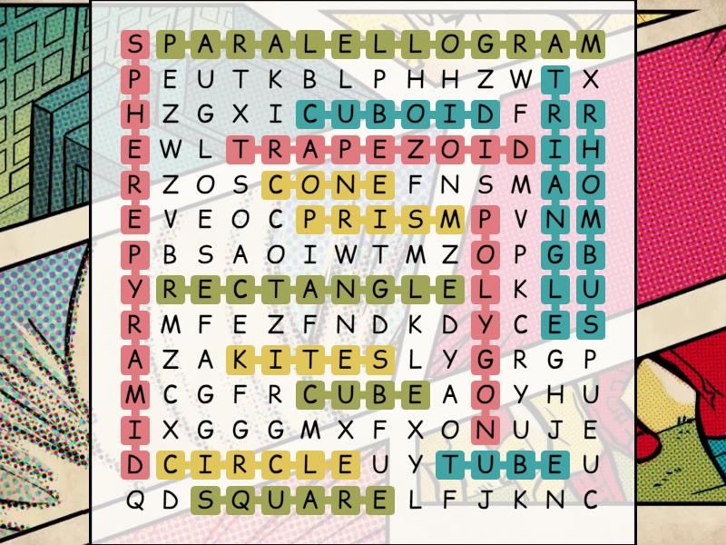 wordsearch terms of geometry 2D & 3D - Sopa de letras