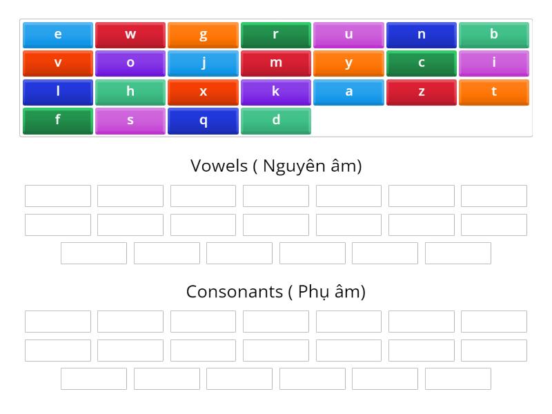consonants and vowels - Group sort