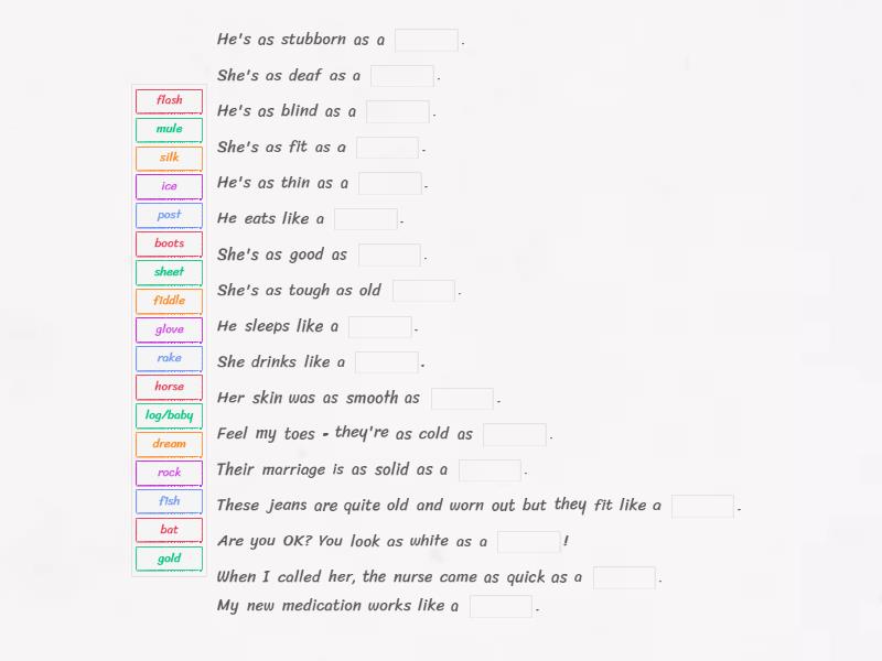 Similes EF Advanced (presentation). - Complete the sentence