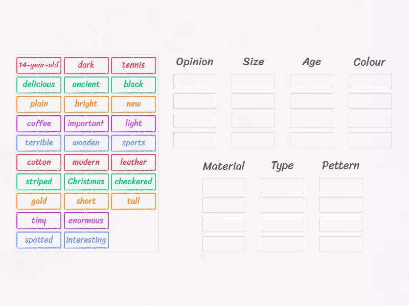 Order of Adjectives U1.8 - Group sort