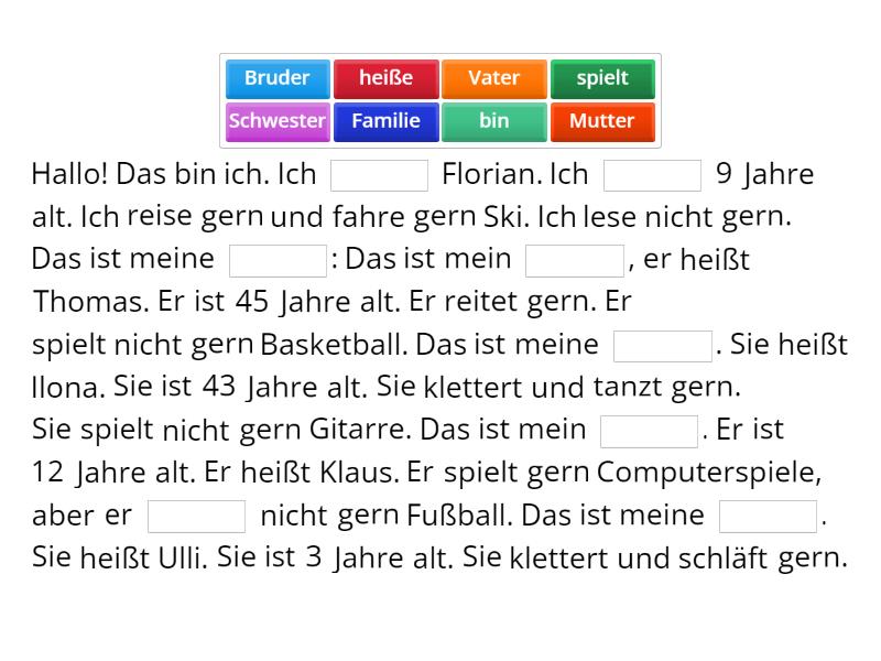 Das ist meine Familie - Complete the sentence
