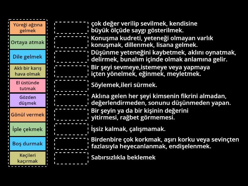 Deyimleri öğreniyorum - Match up