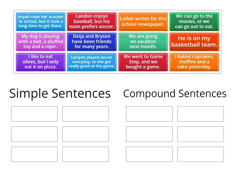 Mrs. Cook's Sentence Structure Simple, and Compound. Week 23 - Ordenar ...