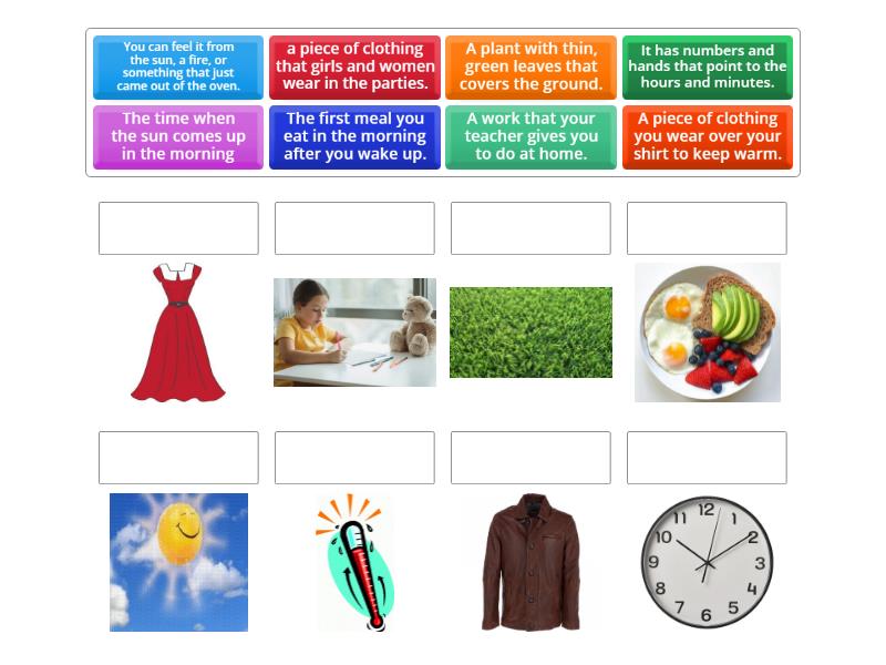 Match the sentence to the picture. - Match up