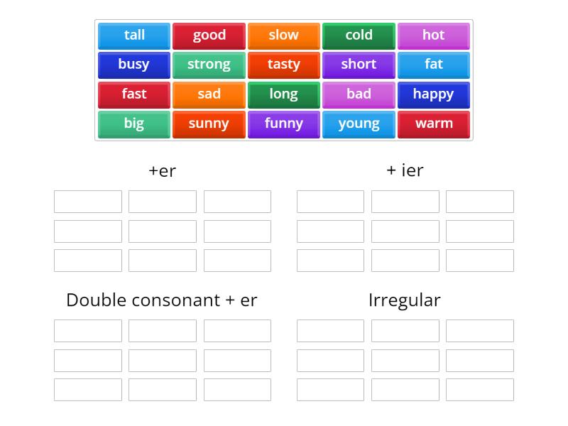 Comparative adjectives - Group sort
