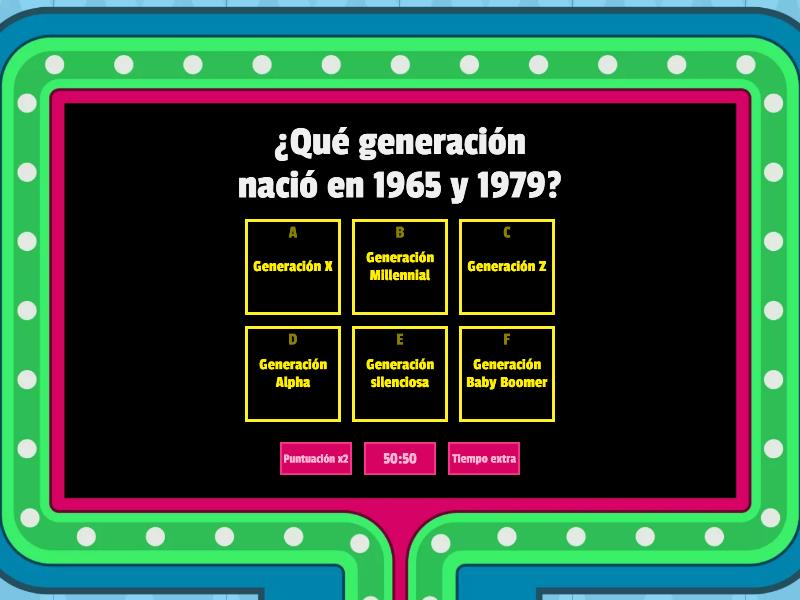 Generacion X y Generacion Millennial - Gameshow quiz