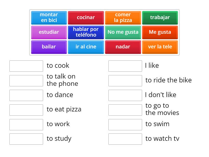 7th grade: 10 verbs (Me gusta) - Match up