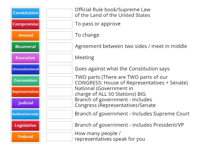 Unit 3 Vocab - Match up