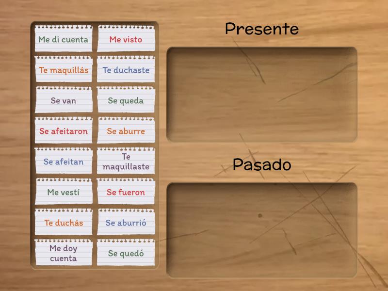 Reflexivos Presente o Pasado - Group sort