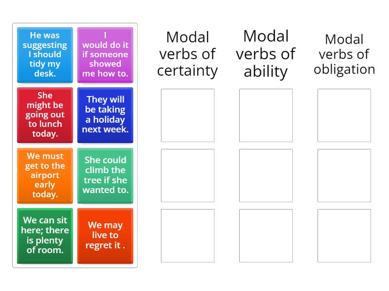 Year 6 Week 3 Explore 3 Starter Activity Grouping Modal verbs - Group sort