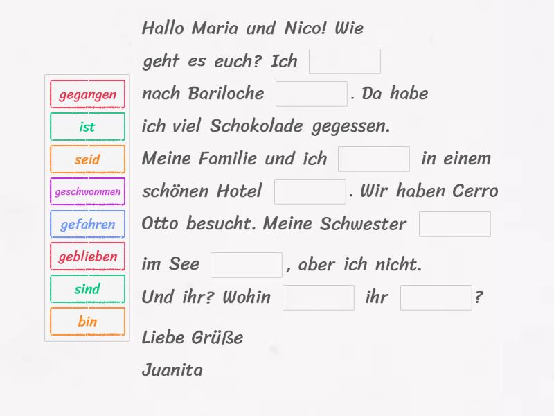 Perfekt mit sein - Complete the sentence