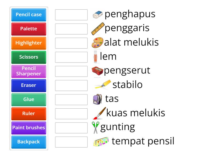 nama benda dalam bahasa inggris - Match up
