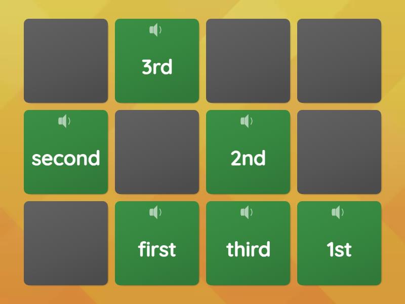 Lesson1-ordinal number pair game - Matching pairs