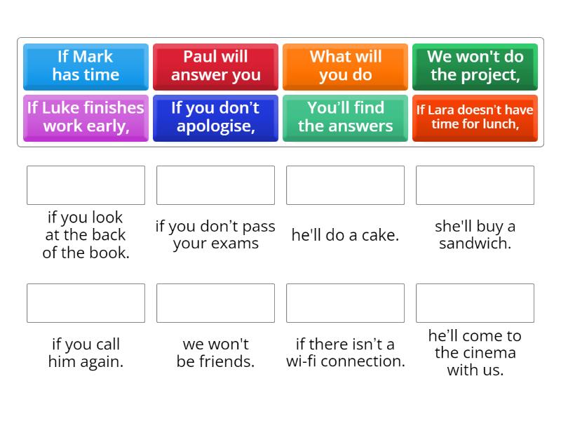 First conditional: sentence matches - Match up