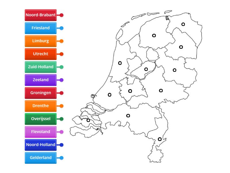 Aardrijkskunde (topografie) provincies van Nederland - Diagrama con ...
