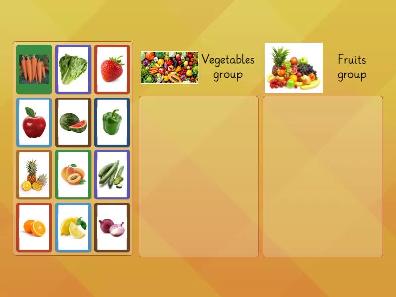 Sorting fruits and vegetables - Group sort