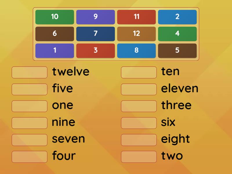 R.T. - Numbers 1-12 - Match up