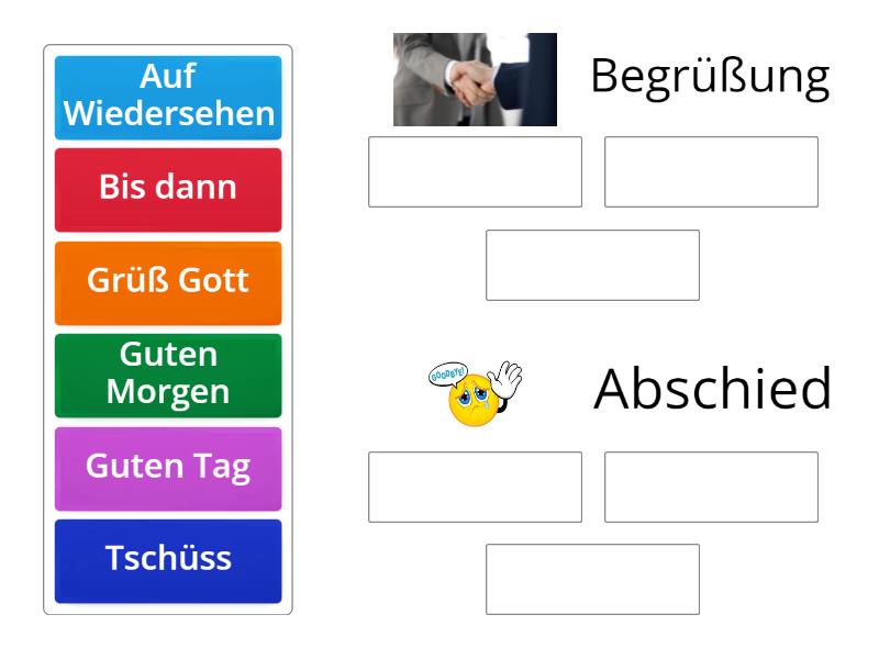 Begrüßung und Abschied - Group sort