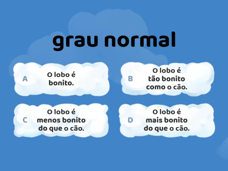 Grau dos adjetivos (grau normal e grau comparativo) 1 - Questionário