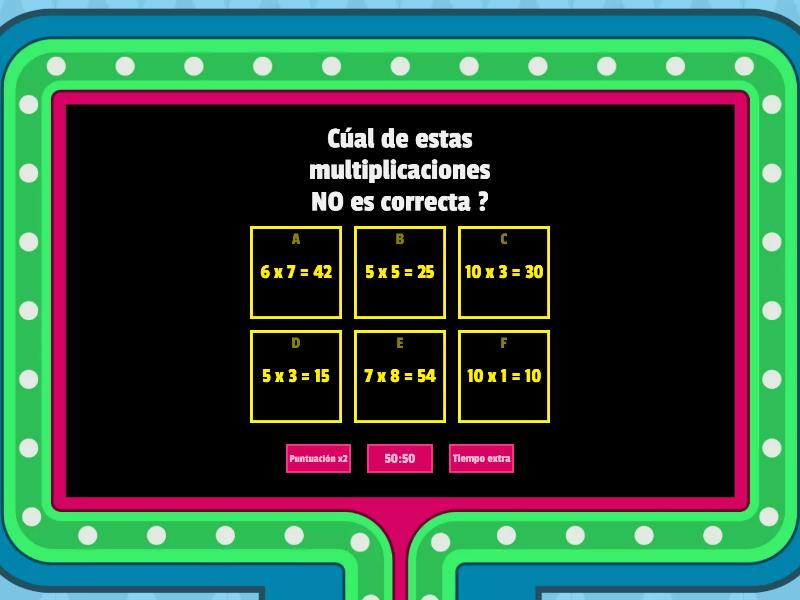 JUEGO DE LA MULTIPLICACIÓN Y LA DIVISION - Gameshow quiz