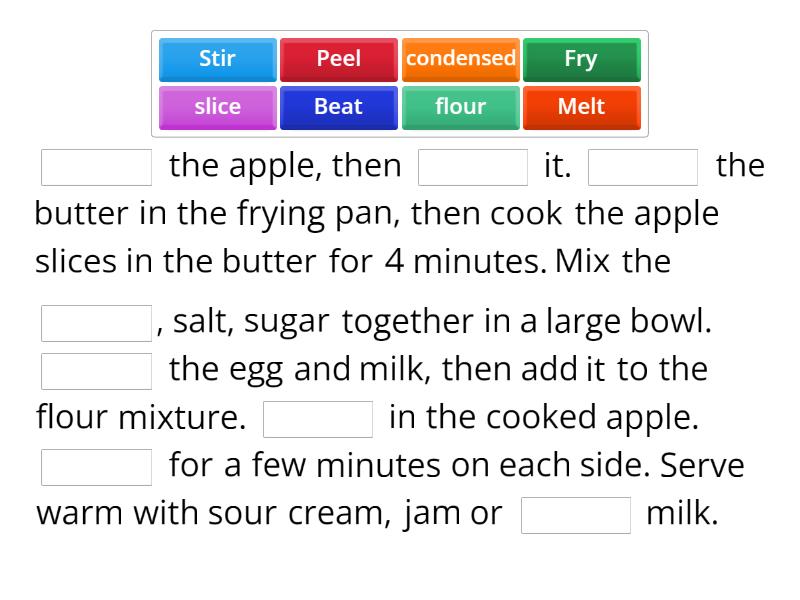 Recipe - Complete the sentence