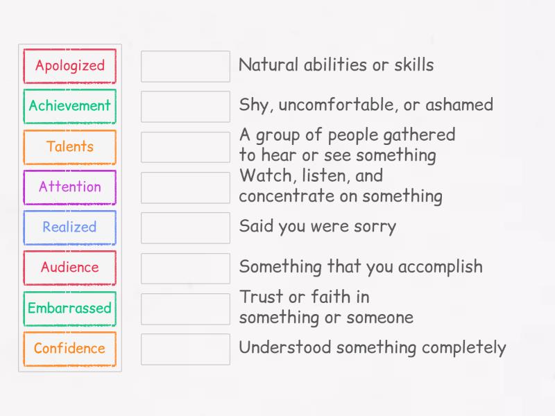 Unit 4 - Week 1 Vocabulary - Match up