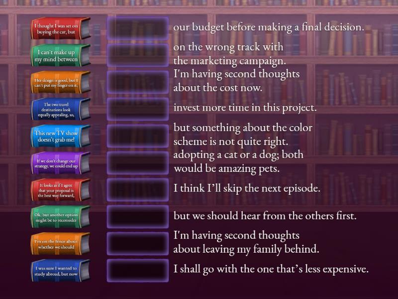 Problem-solving Vocabulary. Sentence Matching Part 2 - Match up