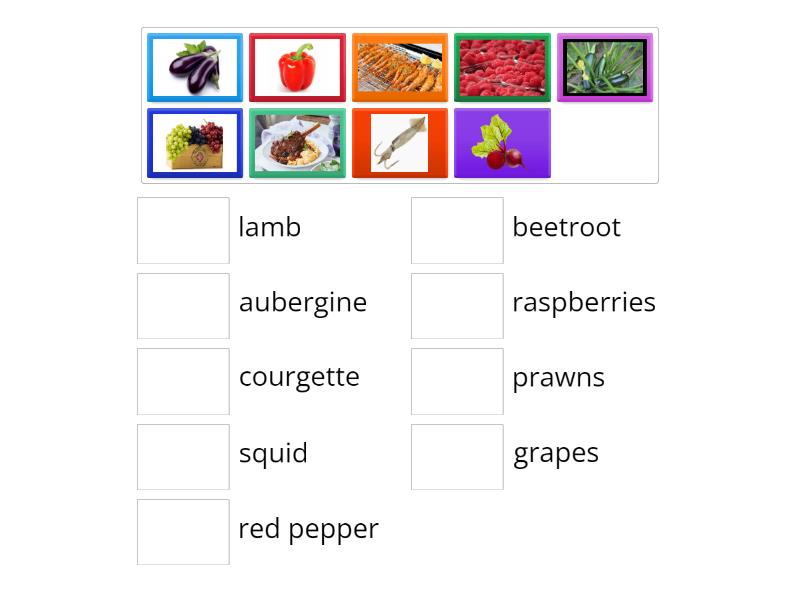 Food Unit 1 - Match up