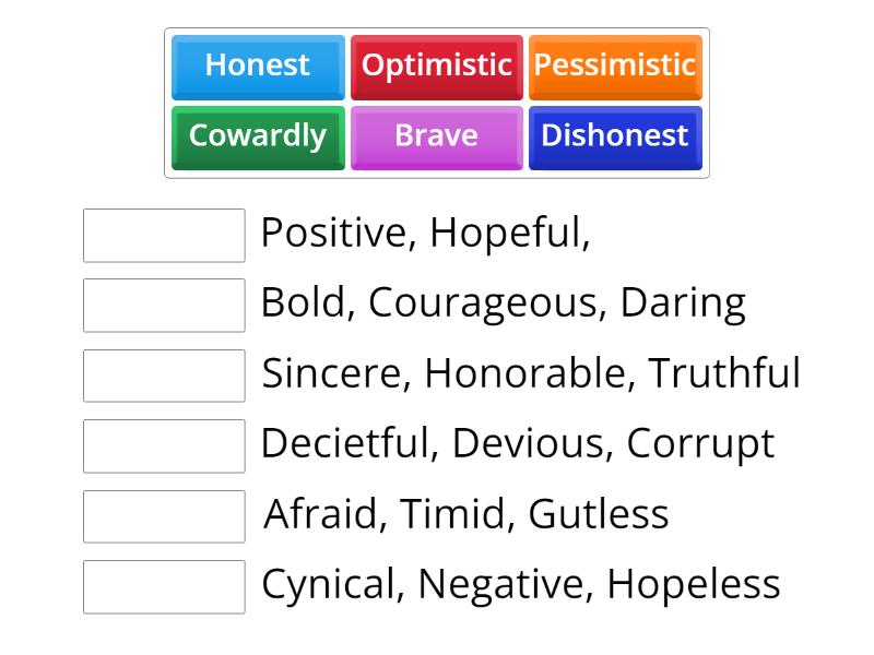 Character Traits - Match up