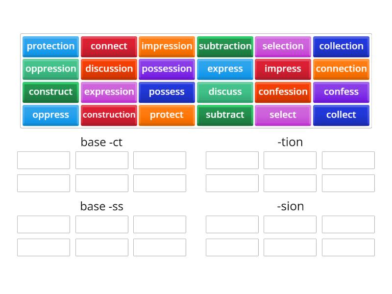 DR Sort 6 Adding -ion - Group sort