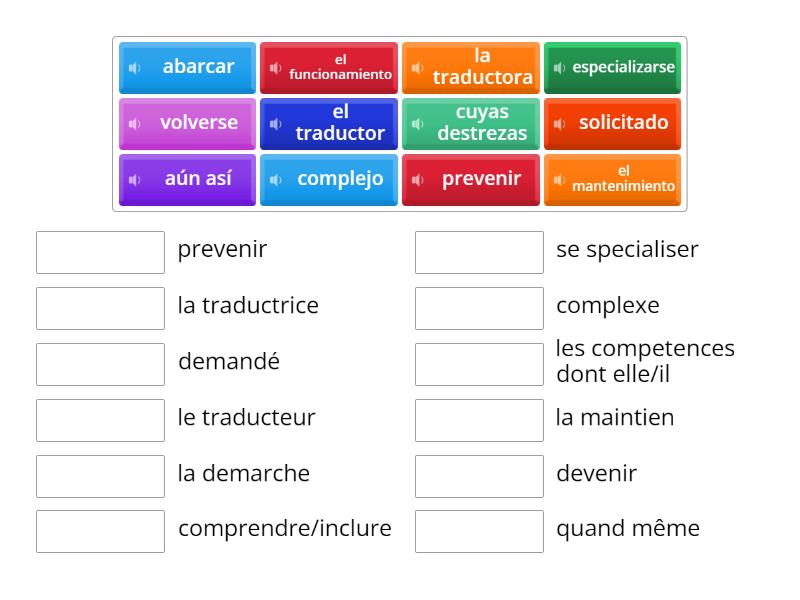 Entreculturas 3 unidad 5 asi se dice 5 Esp/fr - Match up
