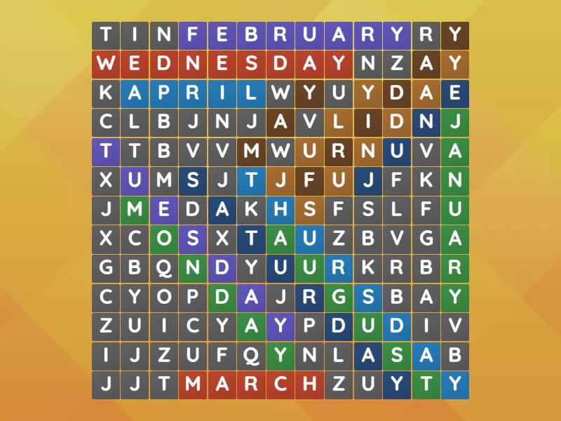 Months and Days - Wordsearch