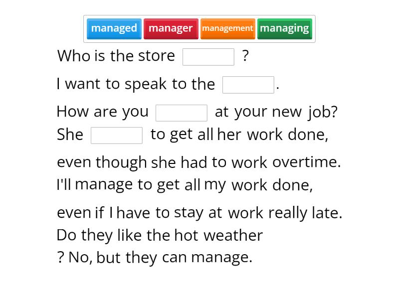 Management - Complete the sentence