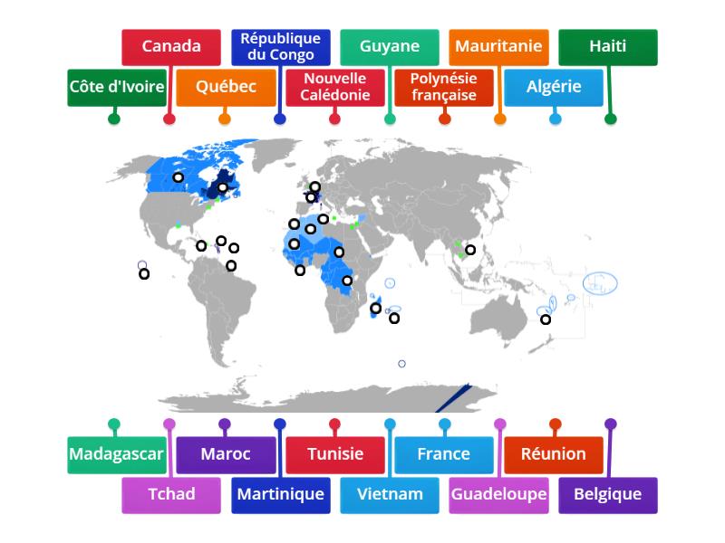 La Francophonie dans le monde - Diagrama con etiquetas