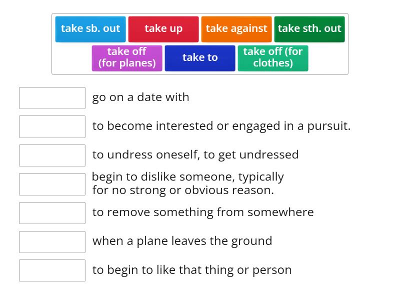 phrasal verbs with 'take' - Match up