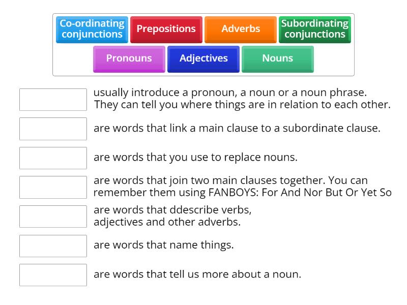 Word Types - Match up