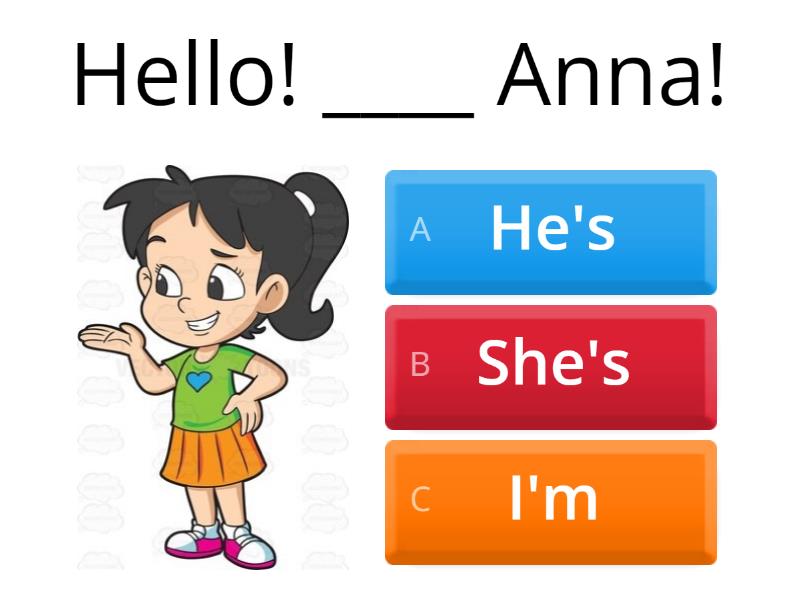 AS1 U1 I'm/He's/She's - Quiz