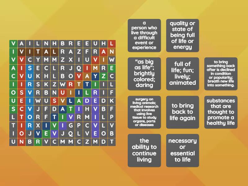 vit, viv = life - Wordsearch