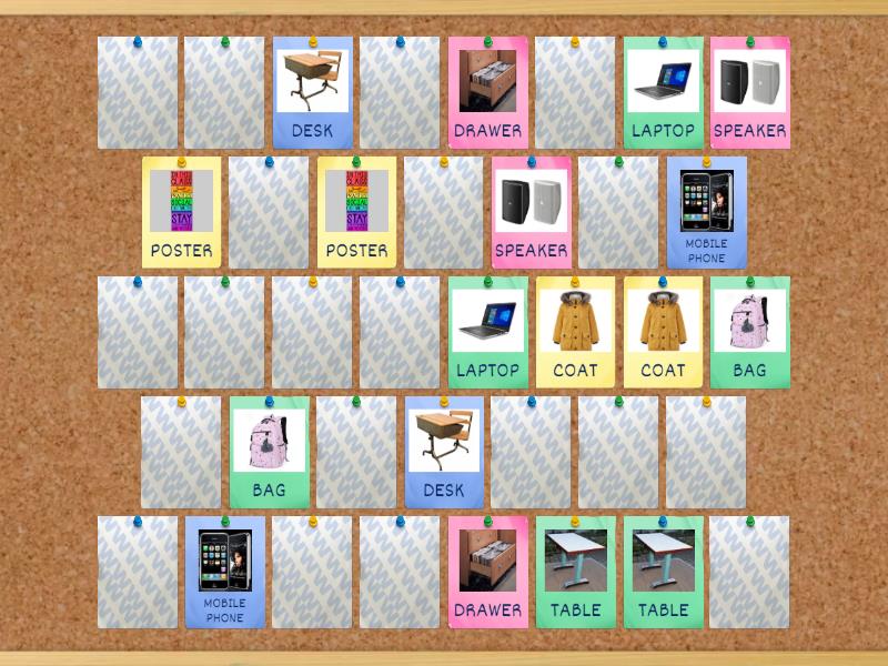 School Objects - Vocabulary - Matching pairs