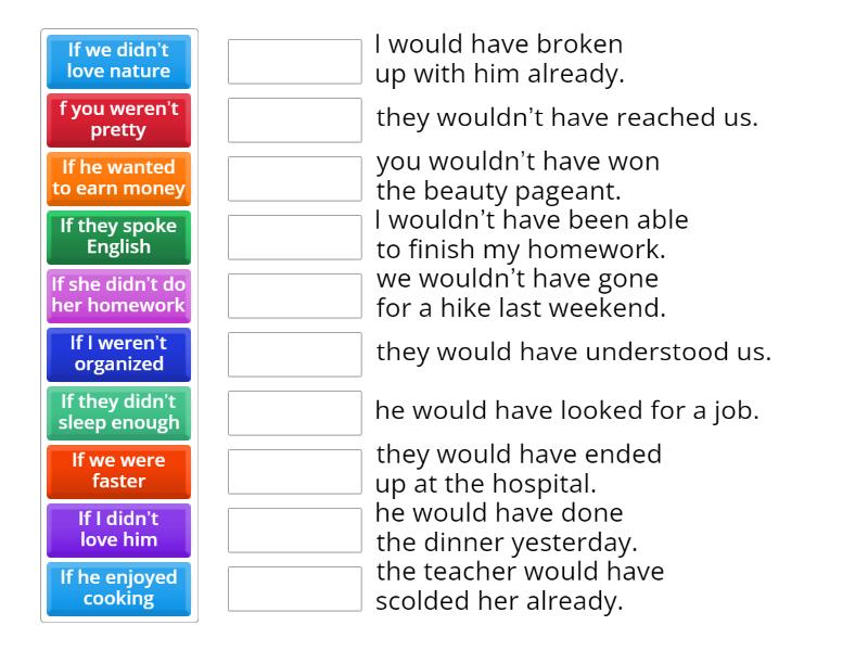 Match Activity | Second/Third conditional - Match up